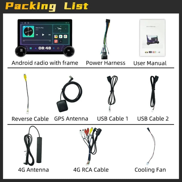 11.8inch FHD Diamond Series 2K Car Android Stereo Touch Screen 4+64 4G ...