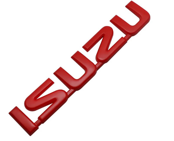 1 X ABS Big Chrome/Black/Red ISUZU Logo Letter Car Front Trunk Emblem ...